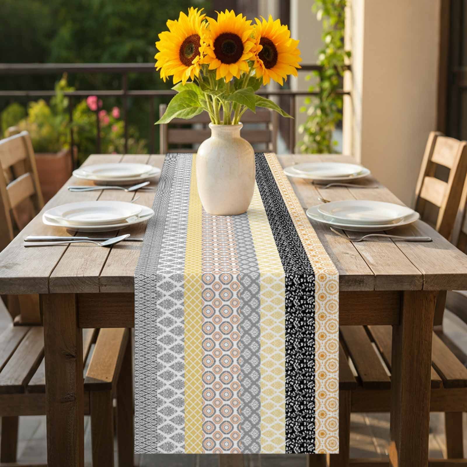 Boho Colorful Ethnic Art Stripe Table Runner 90 Inch Long Geometric ...