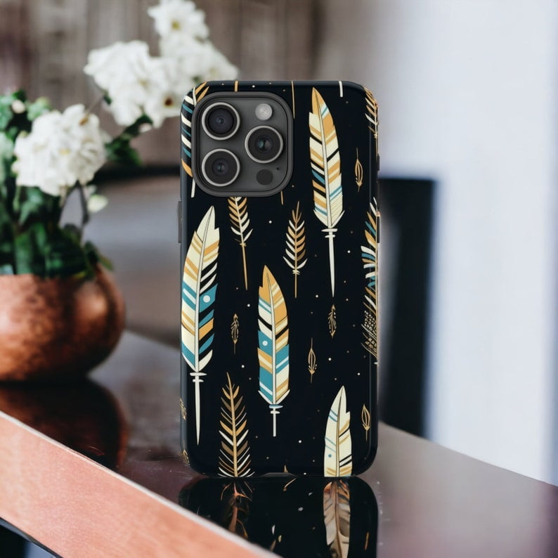 Boho Colorful Feathers Phone Case for iPhone 11 12 13 14 15 16 Pro Max ...