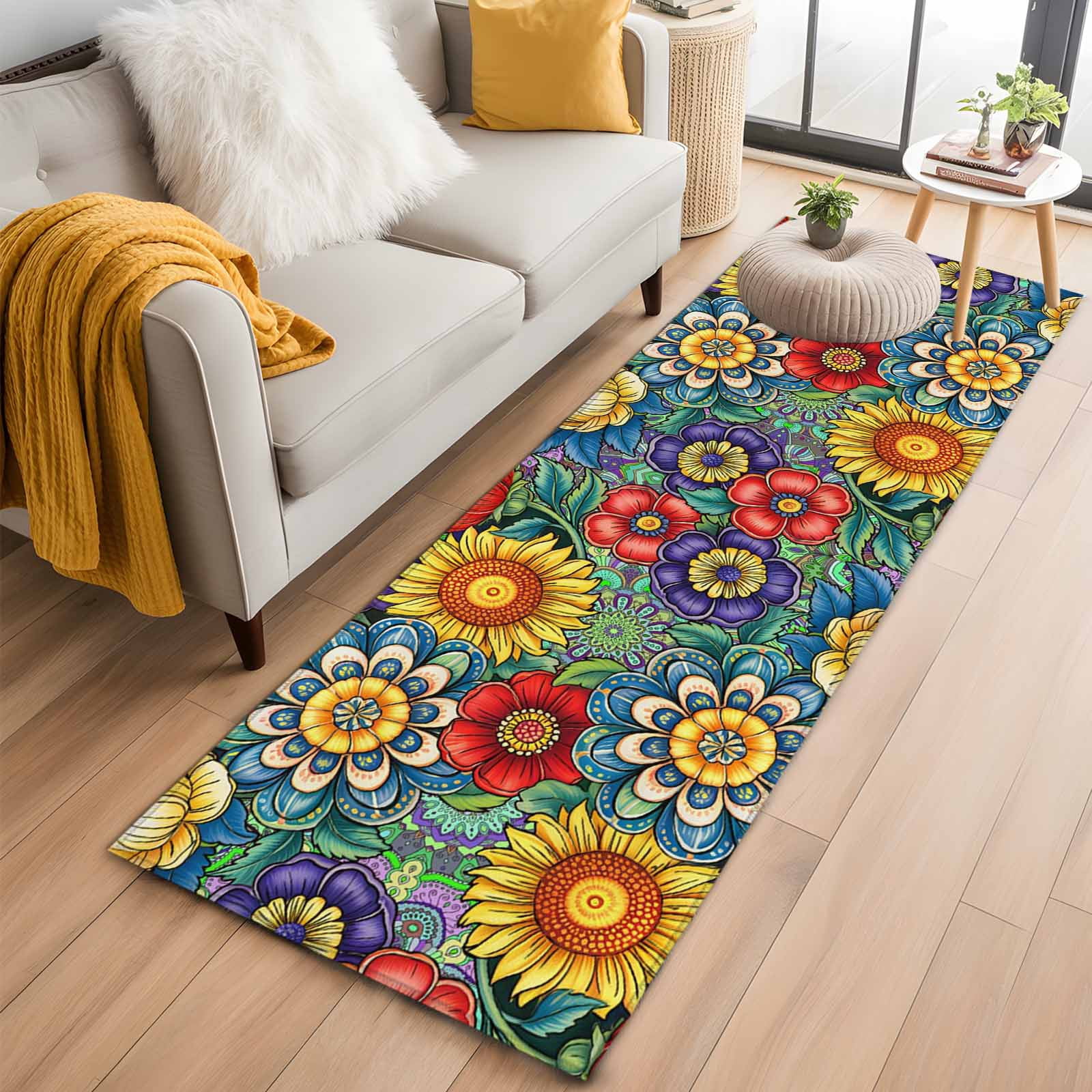 Boho Colorful Floral 2'x6' Runner Rugs for Hallway Kitchen Bedside Non ...