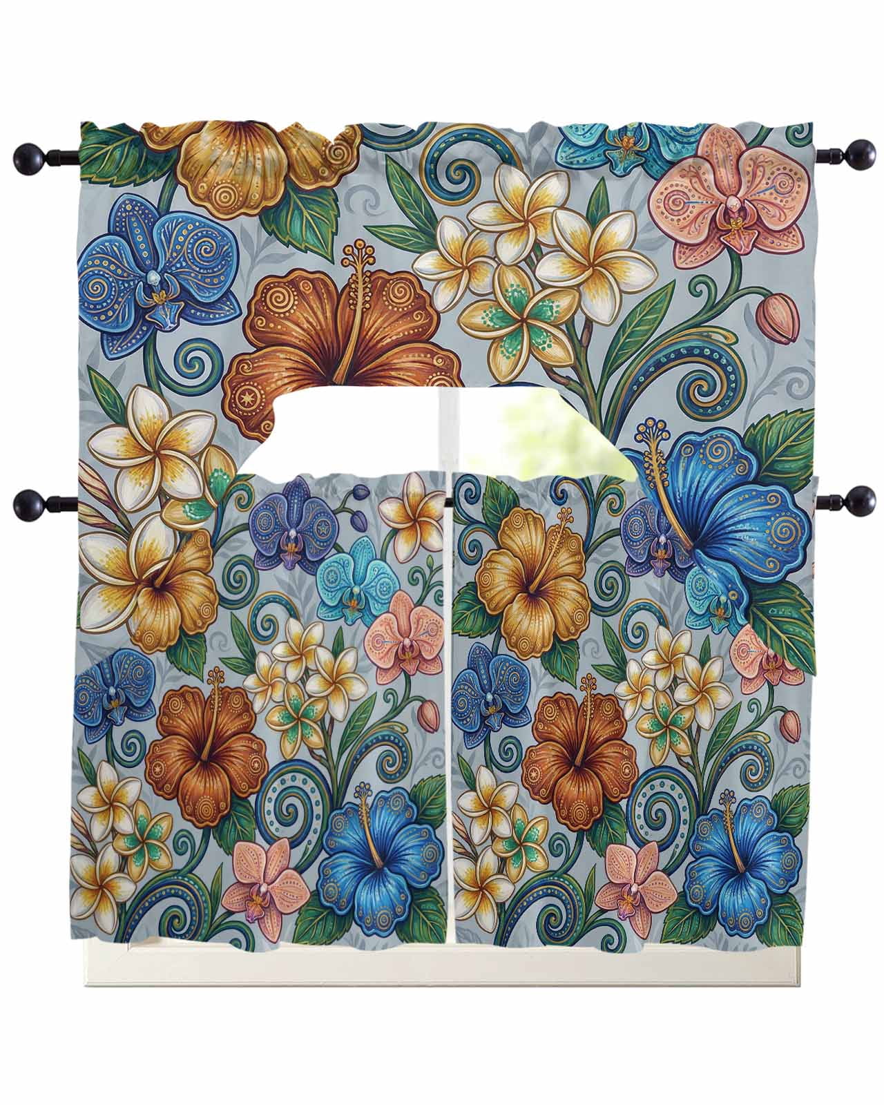 Boho Colorful Floral Swag Curtains for Living Room/Bedroom Windows ...