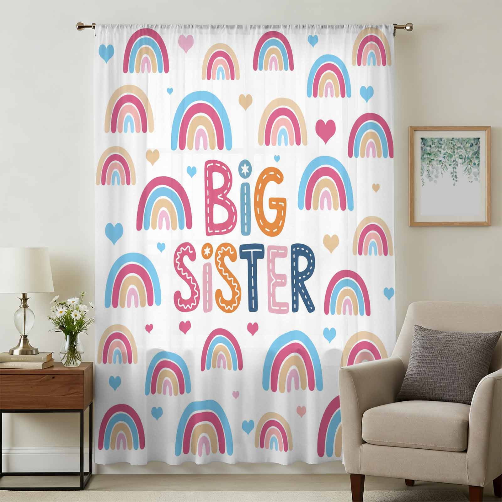 Boho Colorful Rainbow Sheer Curtains 72 Inches Long, Cartons Rainbows ...