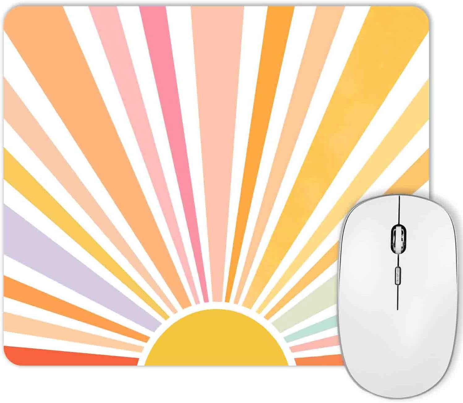 Boho Colorful Rainbow Sun Mouse Pad Cute, Sunset Sunrise Aesthetic ...
