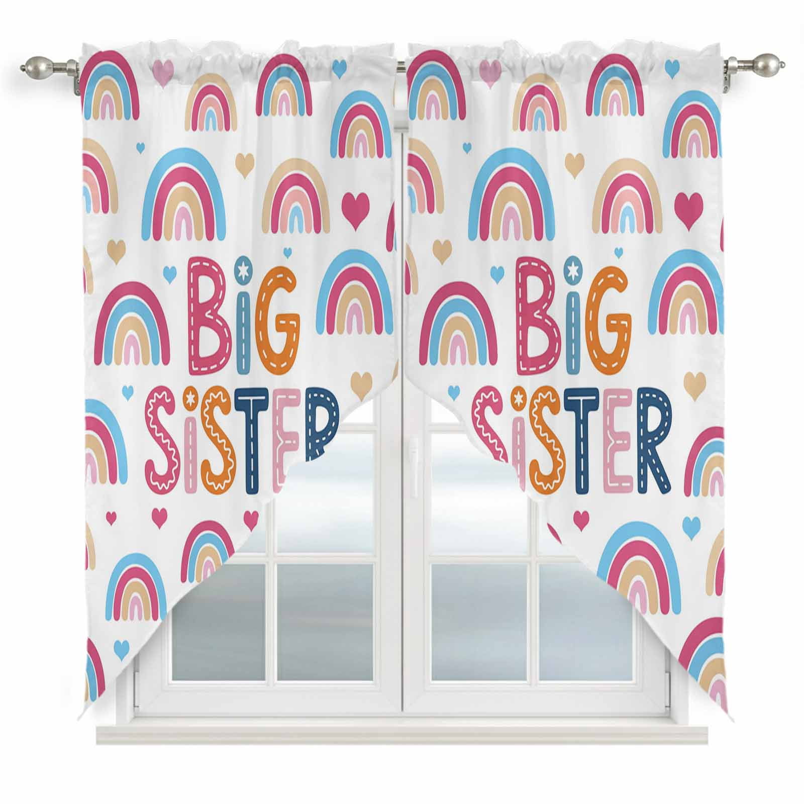 Boho Colorful Rainbow Swag Valances for Windows, Kitchen Curtains 36 ...