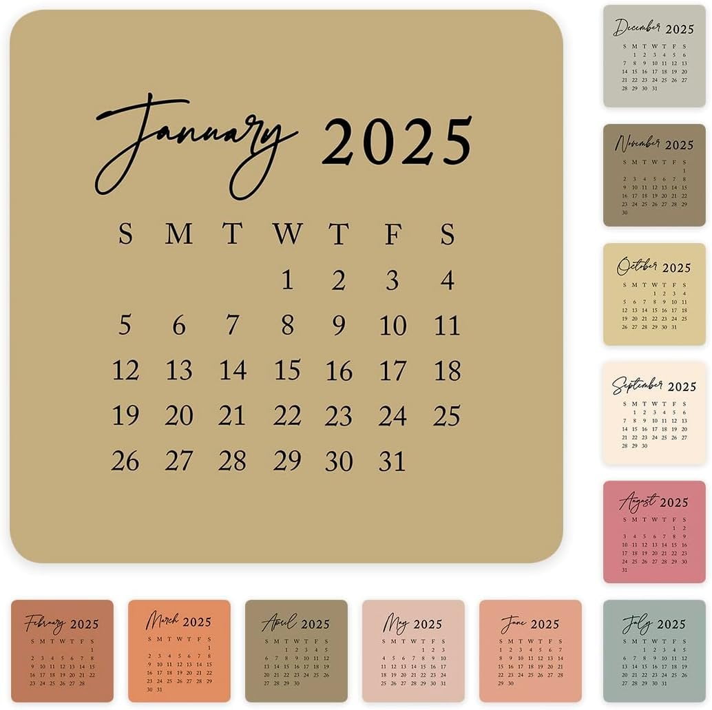 Boho Colors Small Month Planner Labels Mini Square 24 for 2025 12 for ...
