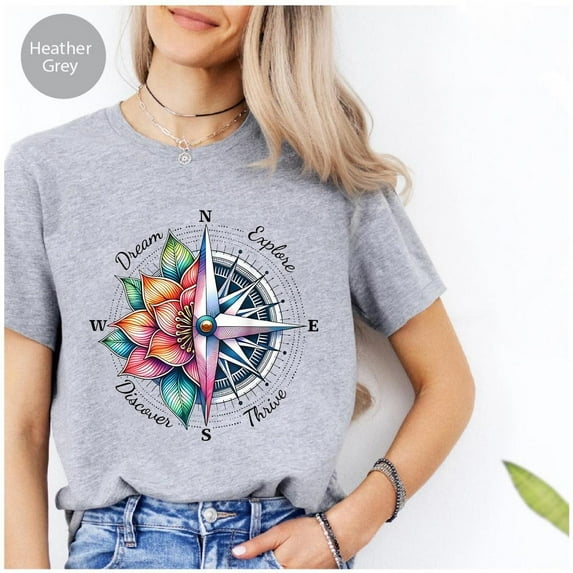 Boho Compass Lotus Flower : Wanderlust Clipart ( TSHIRT All Size S-5XL ...