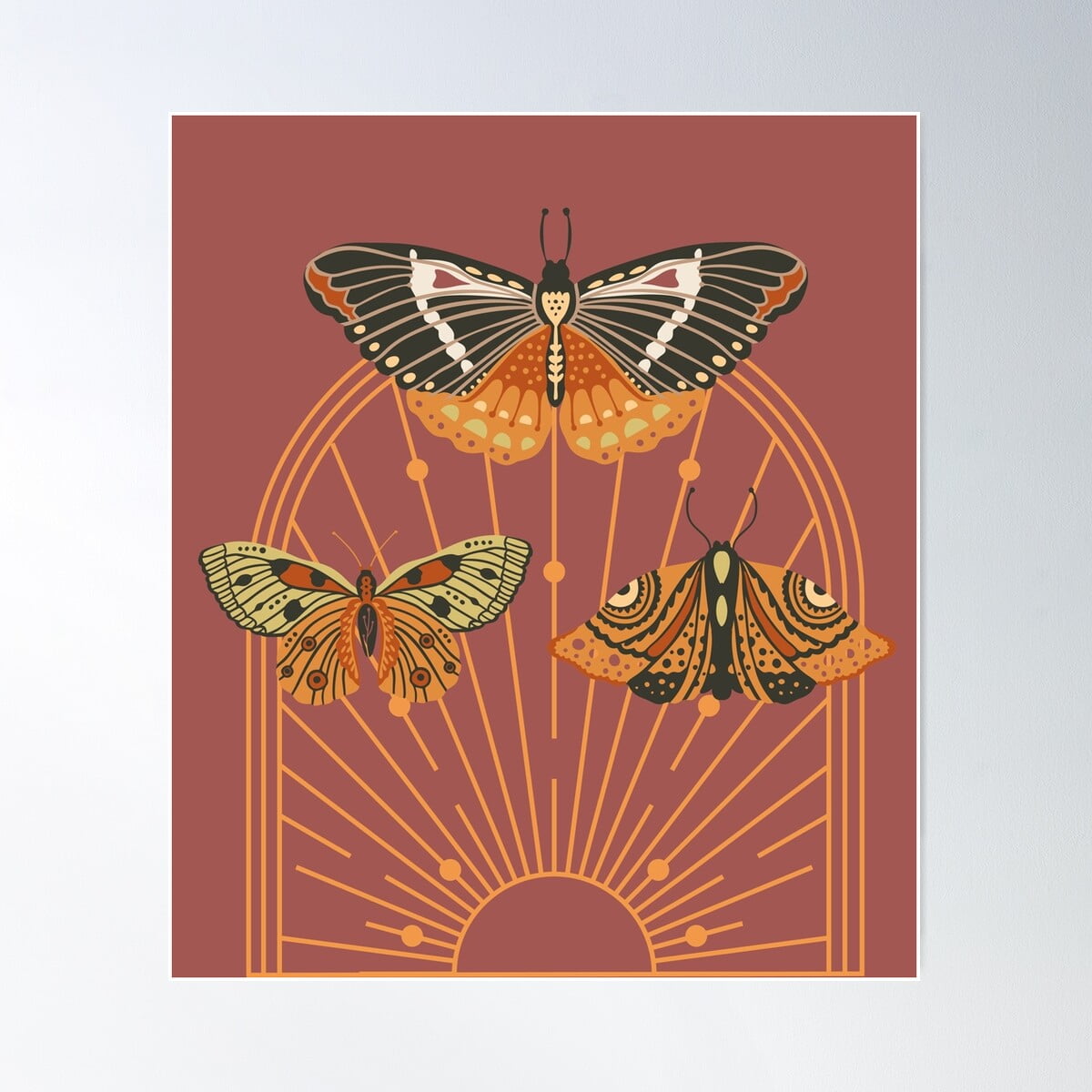 Boho Cottagecore Moths Poster Wall Art, Modern Wall Decor For Living ...