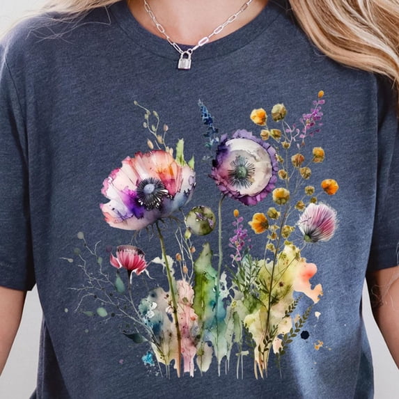 Boho Cottagecore Tshirt Wildflowers T shirt Pressed Flowers Shirt ...