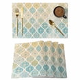 Boho Cotton Linen Placemats Set of 8, Moroccan Trellis Yellow Argyle ...