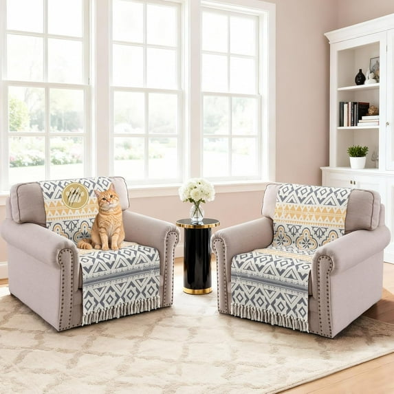 Boho Couch Cover Accent Chair Covers with 2 count Slipcover Geometric ...