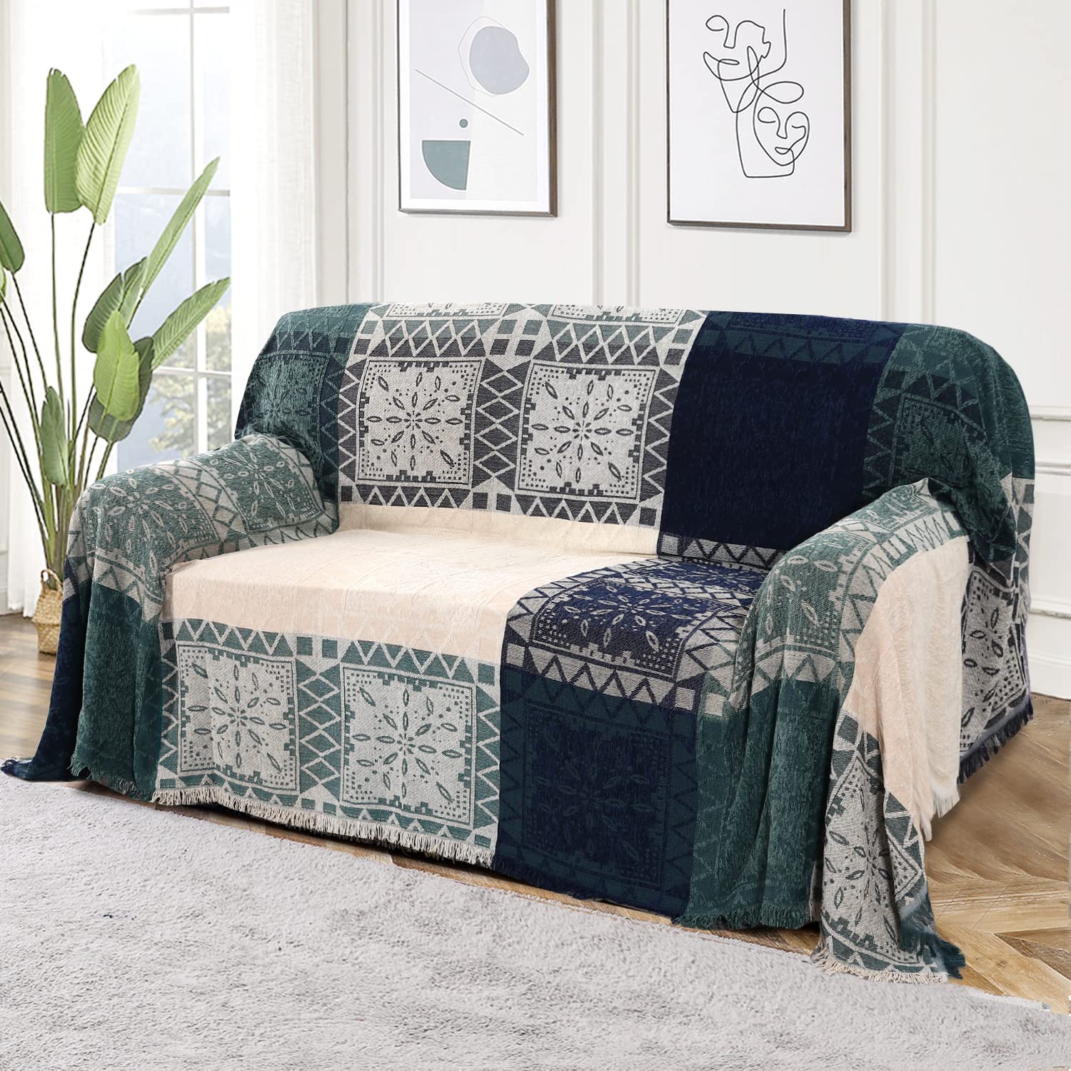 Boho Couch Cover Bohemian Cotton Sofa Cover Sofa Throw Cover for ...