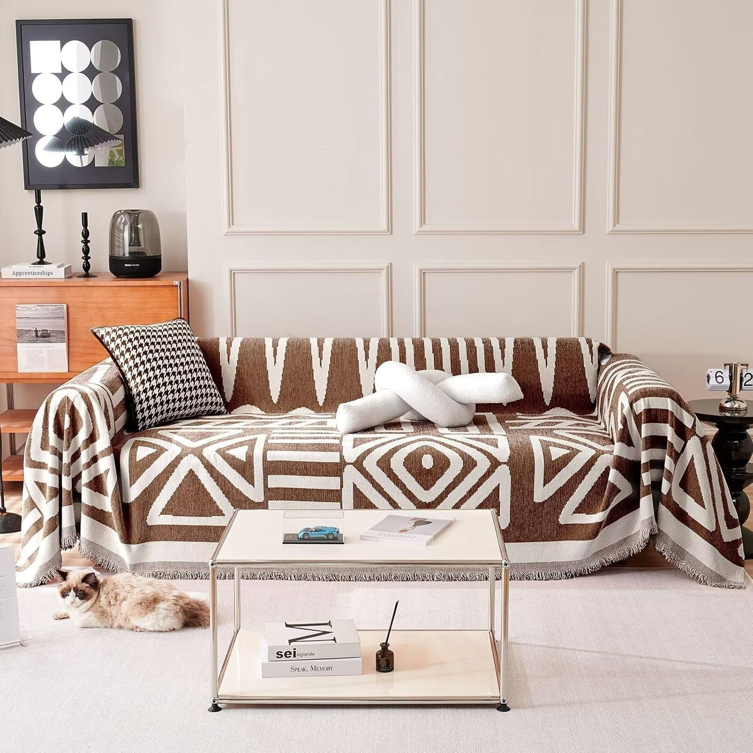 Boho Couch Cover Soft Pet-Friendly Sofa Cover for Dog Chenille Couch ...