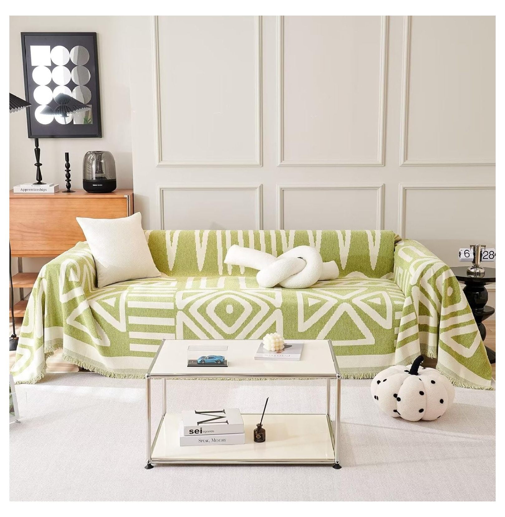 Boho Couch Cover Soft Thick Chenille Sectional Sofa Slipcover for 2-3 ...