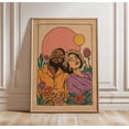 Boho Couple Poster Floral Linocut Style Paper Wall Art - Walmart.com