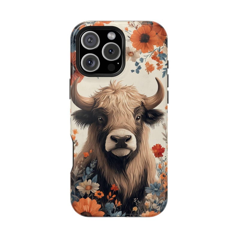 Boho Cow Bull Floral Abstract Botanical Western Artistic Pattern Phone ...