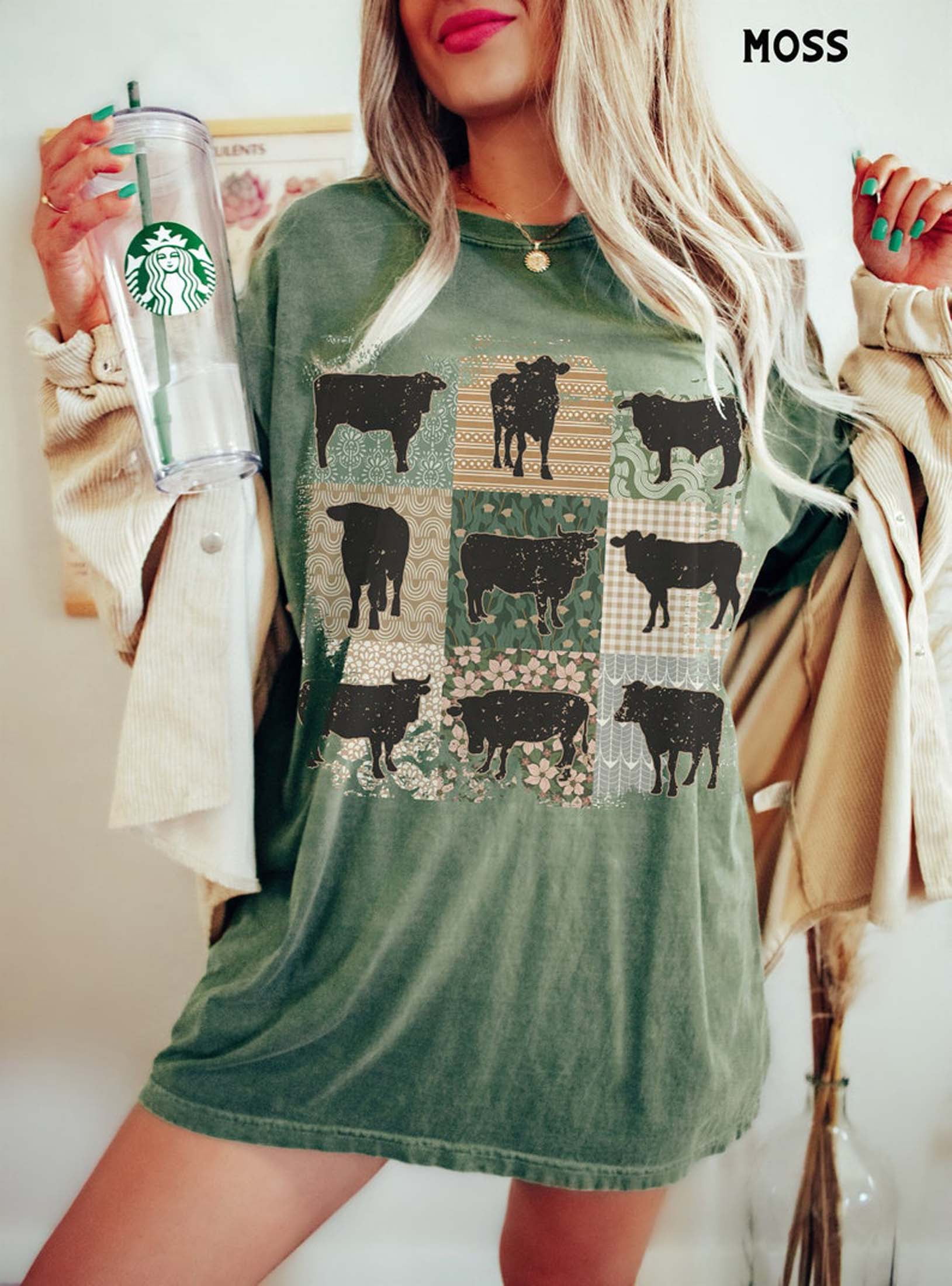 Boho Cow Shirt, Comfort Colors®, Retro Farmhouse Floral Cow Tee ...