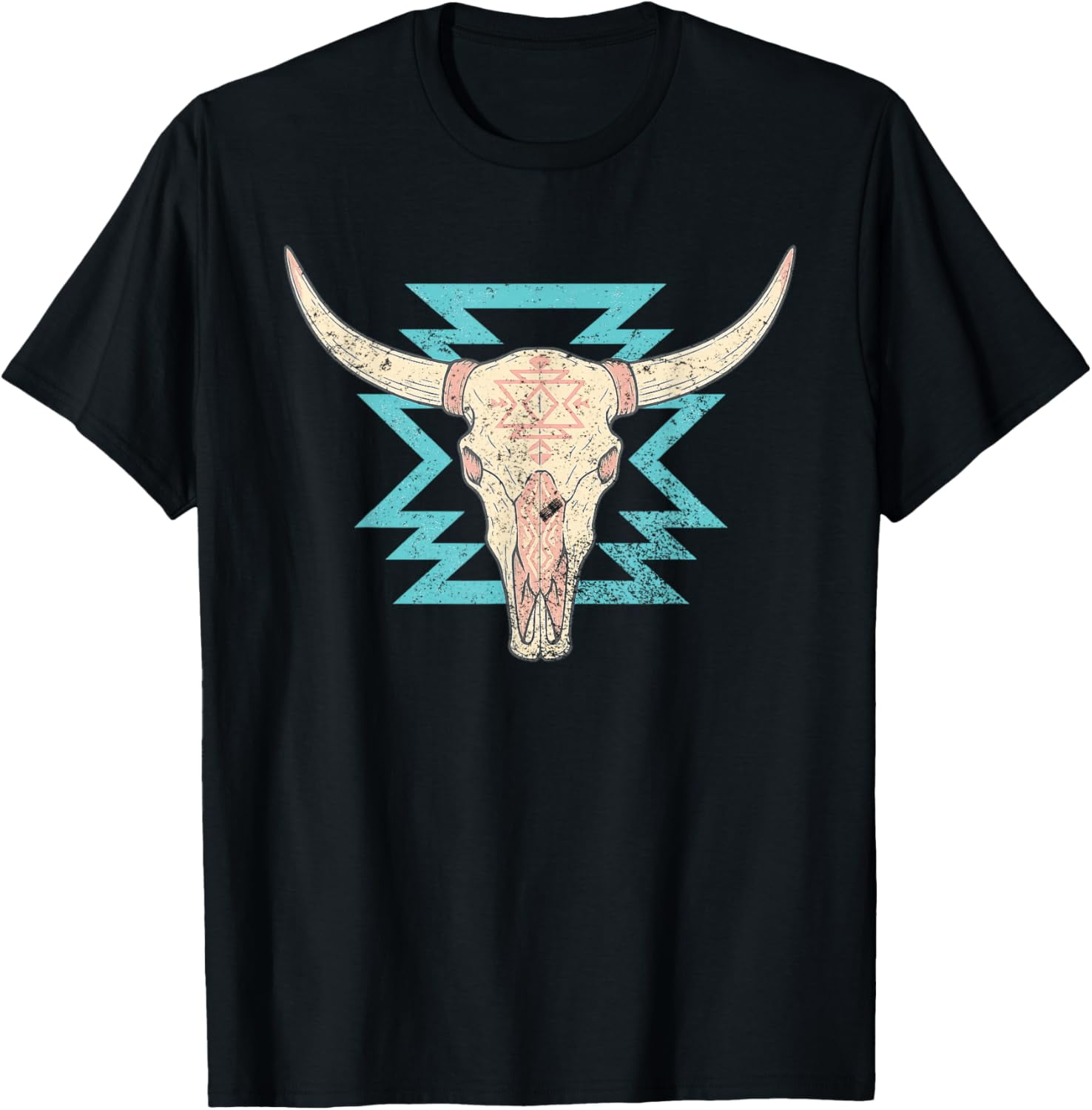 Boho Cow Skull Bull Women Cowgirl Vintage Country Girl Desert T-Shirt ...