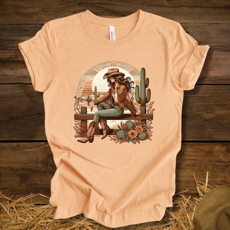 Boho Cowgirl Unisex Tee, Western Style T-Shirt, Cute Ranch Girl Shirt ...