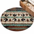 Boho Cowhide Area Rug, Western Aztec Tribal Green Brown Cow Texture Non ...