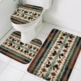 Boho Cowhide Bathroom Rugs Set Western Aztec Tribal Green Brown Cow ...