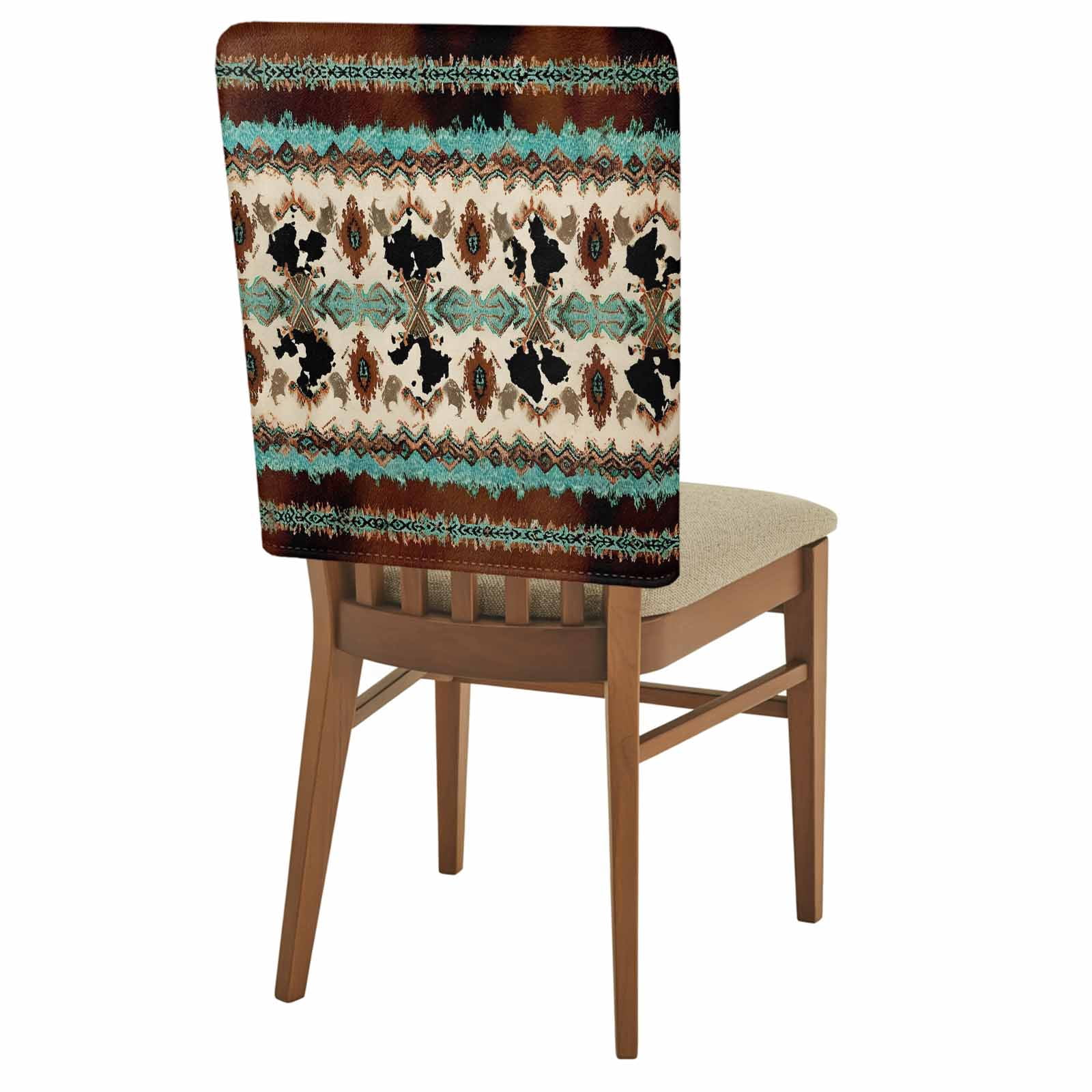 Boho Cowhide Chair Back Covers Set of 2, Western Aztec Tribal Green ...