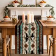 Boho Cowhide Table Runner, Western Aztec Tribal Green Brown Cow Texture ...
