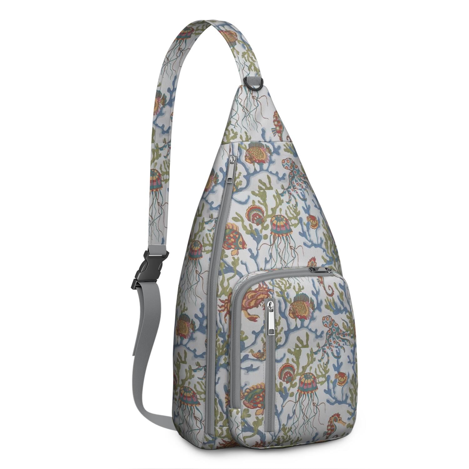 Boho Crab Sling Backpack – Watercolor Ocean Marine Life Daypack with ...