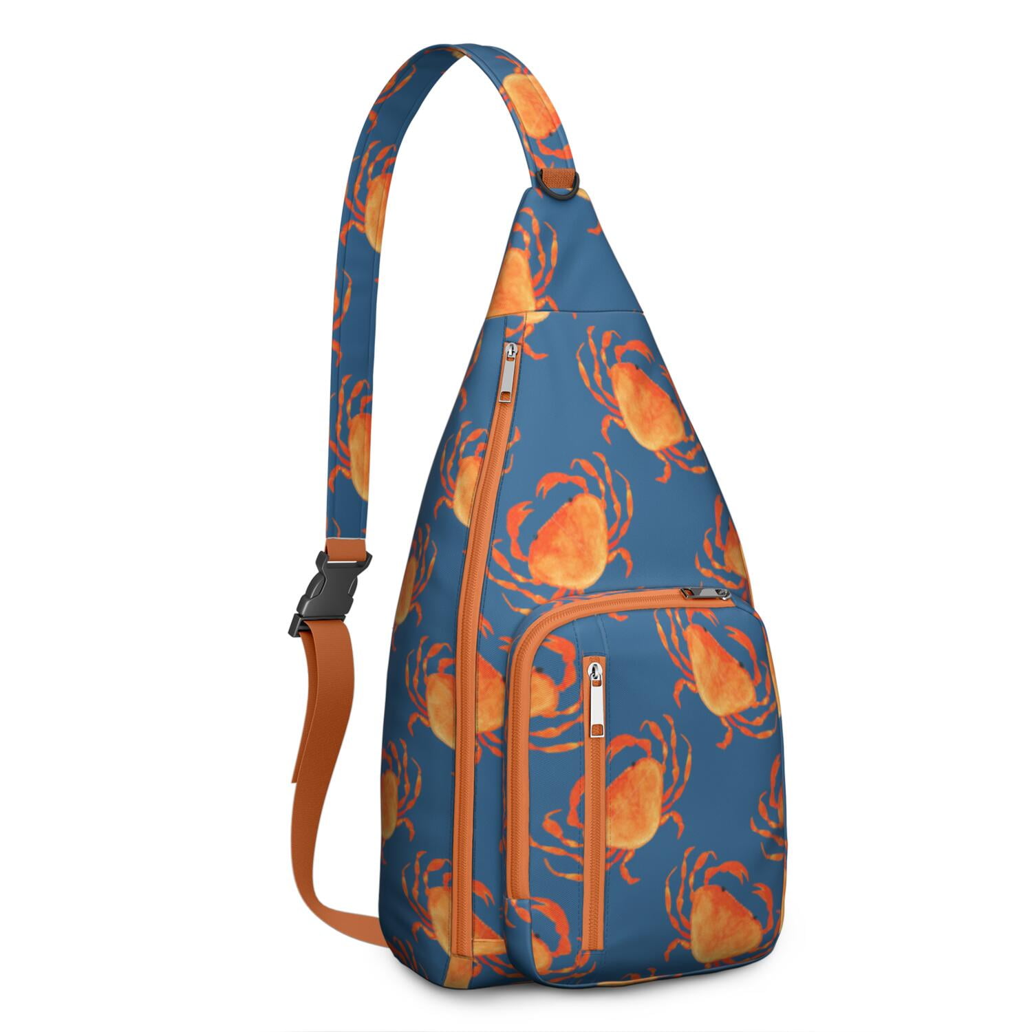 Boho Crab Sling Backpack – Watercolor Ocean Marine Life Daypack with ...