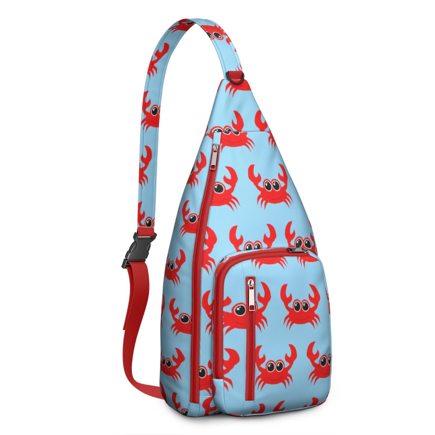 Boho Crab Sling Backpack – Watercolor Ocean Marine Life Daypack with ...