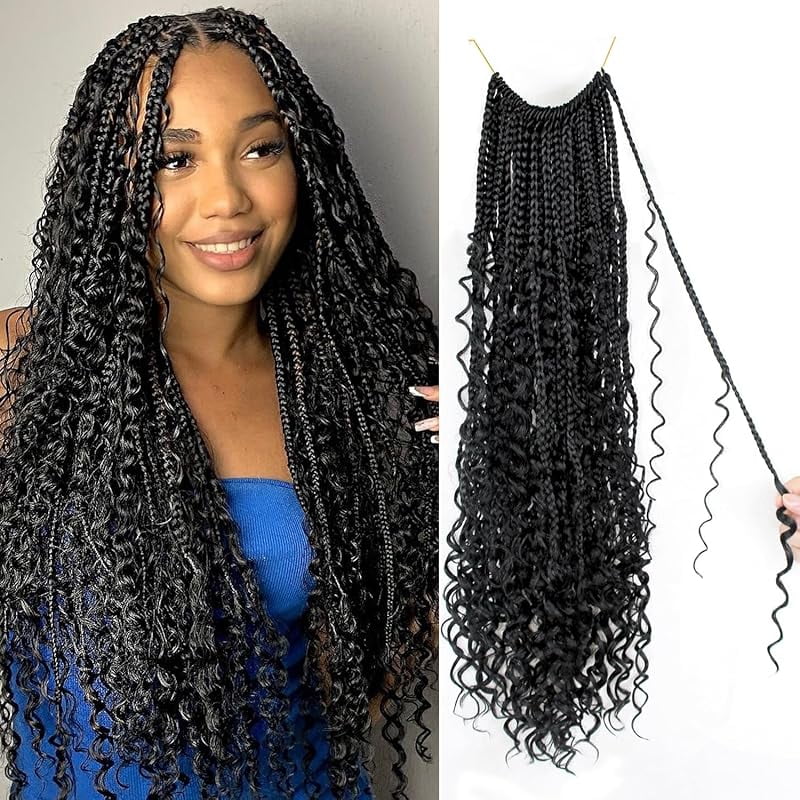 Boho Crochet Braids 9 Packs 24 Inch Goddess Box Braids Crochet Hair for ...