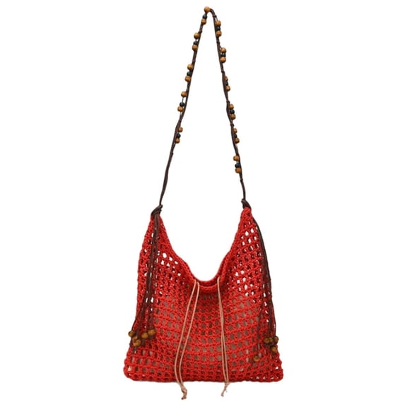 Boho Crochet Raffia Summer Beach Handbag Women's Beaded Macrame Armpit ...