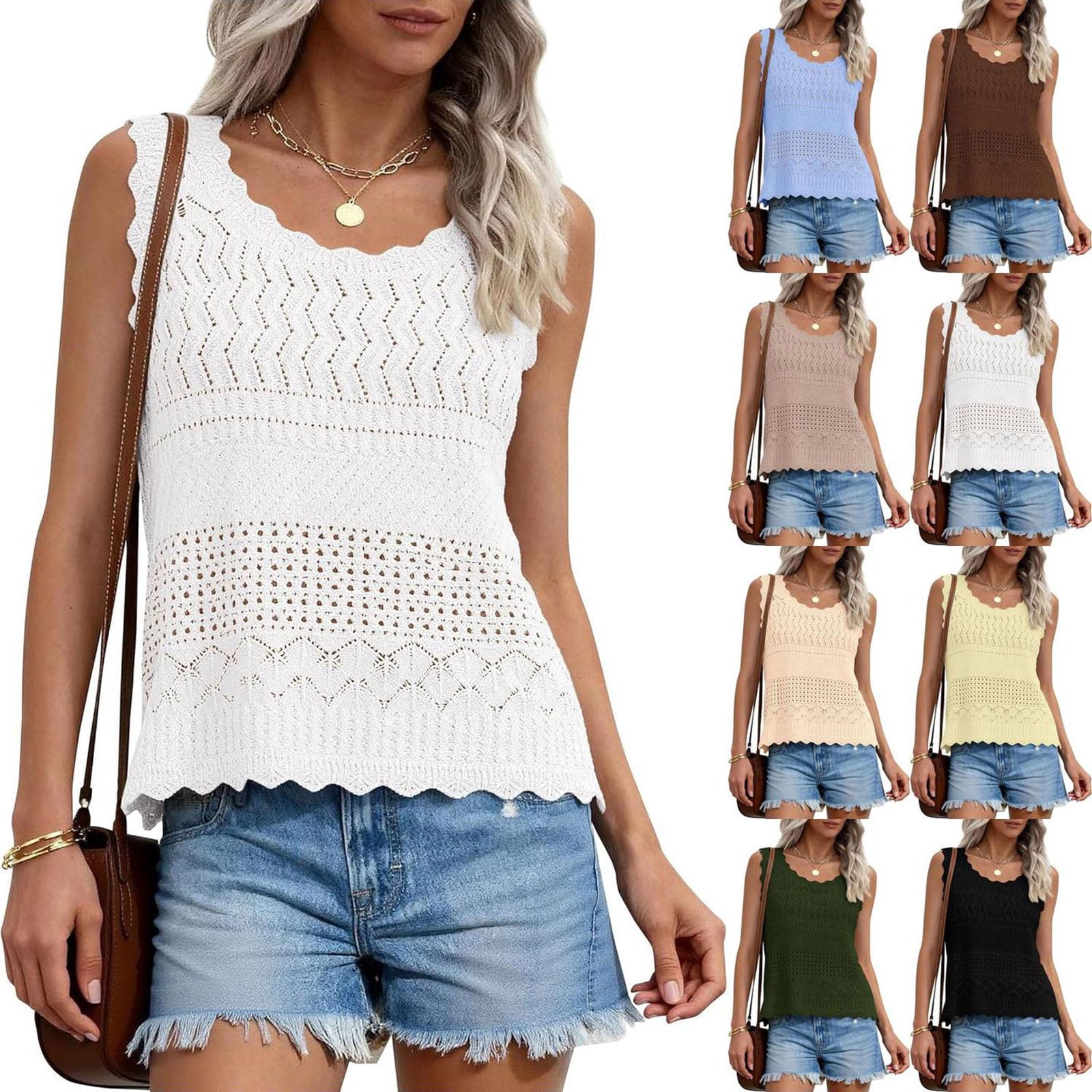 Boho Crochet Tank Vests for Women 2026 Summer Spring Sleeveless Cute ...