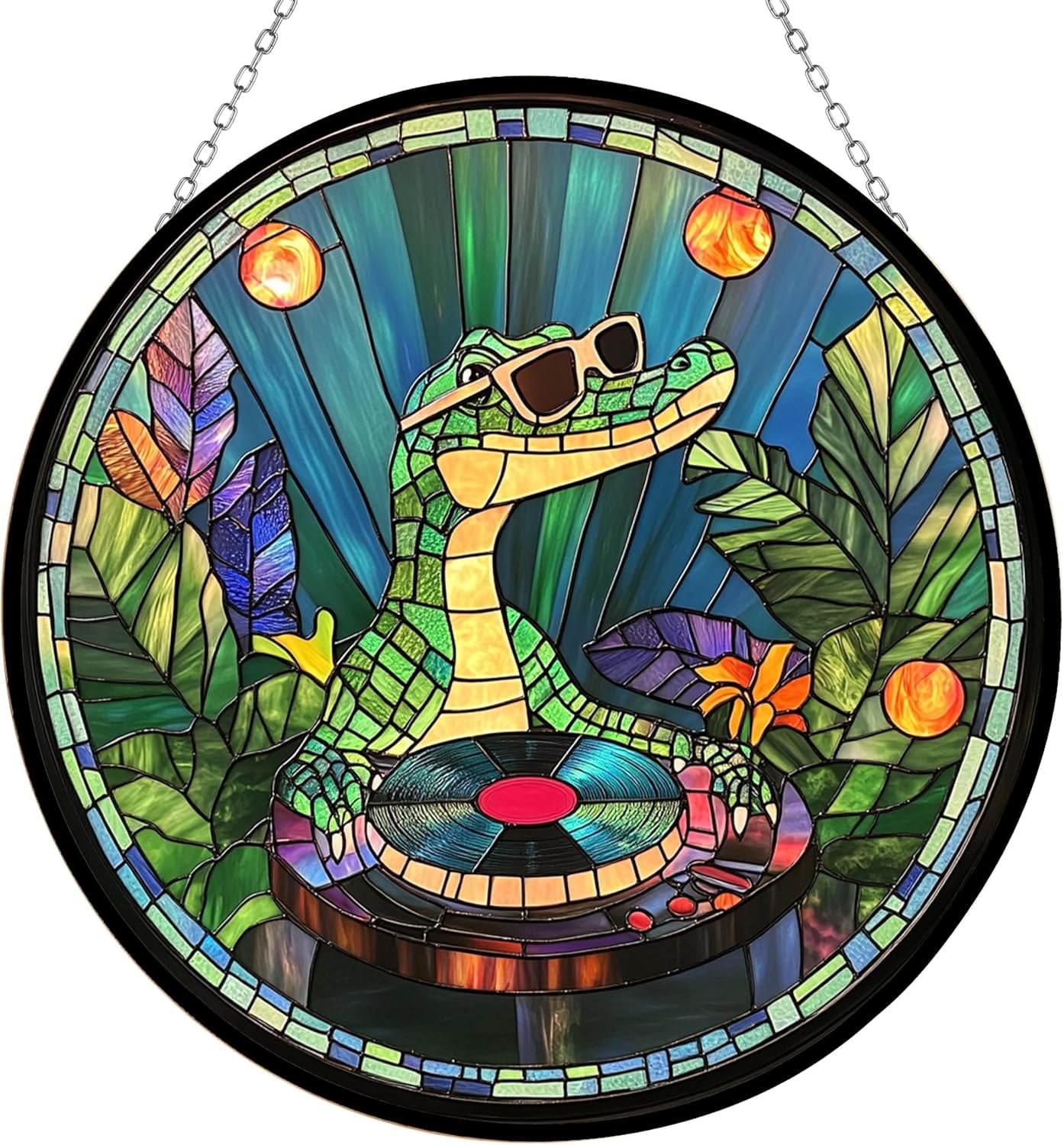 Boho Crocodile Dj Stained Glass Window Hanging, Suncatcher for Women ...