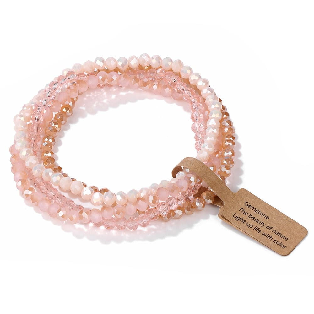 Boho Crystal Bracelet Set of 4pcs/set,4mm Beads Stackable Layering ...