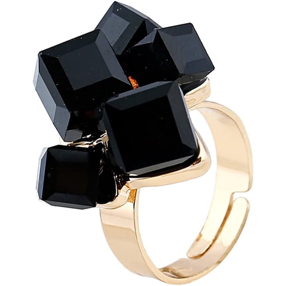 Boho Crystal Statement Ring for Women Girls Gold-Toned Adjustable ...