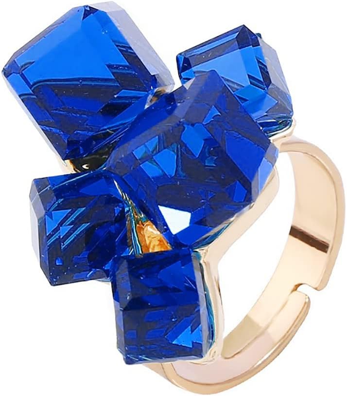 Boho Crystal Statement Ring for Women Girls Gold-Toned Adjustable ...