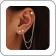 Boho Crystal Tassel Chain Cuff Earrings Gold Cartilage Vintage Crawler ...