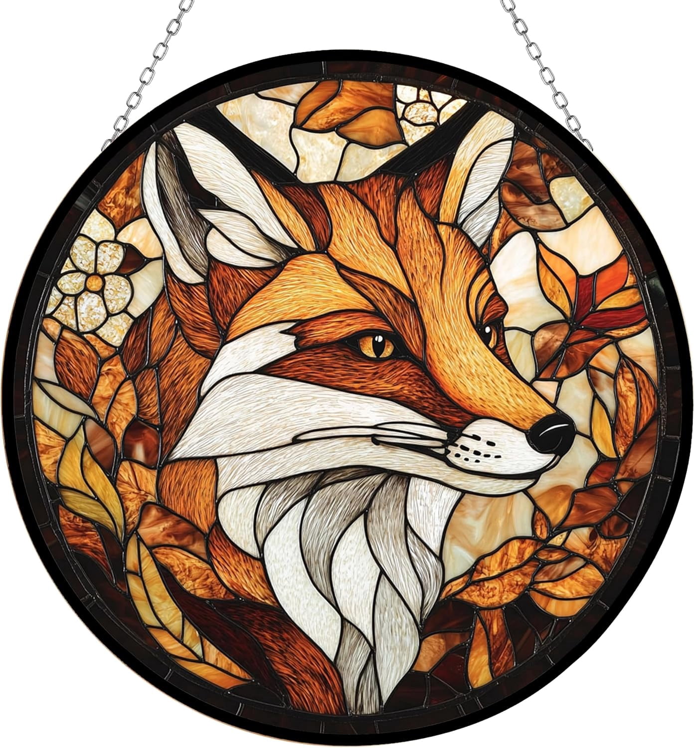 Boho Cunning Fox Head Stained Glass Suncatcher Stained Glass Window ...