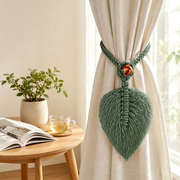 Boho Curtain Tiebacks Hand Woven Leaf Curtain Holdbacks, Decorative ...