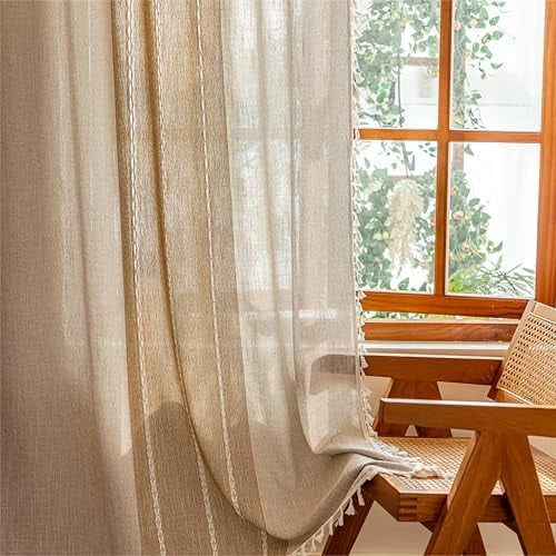 Boho Curtains for Kitchen Nursery, Vintage Light Filtering Farmhouse ...