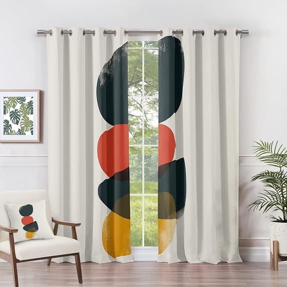 Boho Curtains For Living Room Bedroom, Mid Century Modern Geometric ...