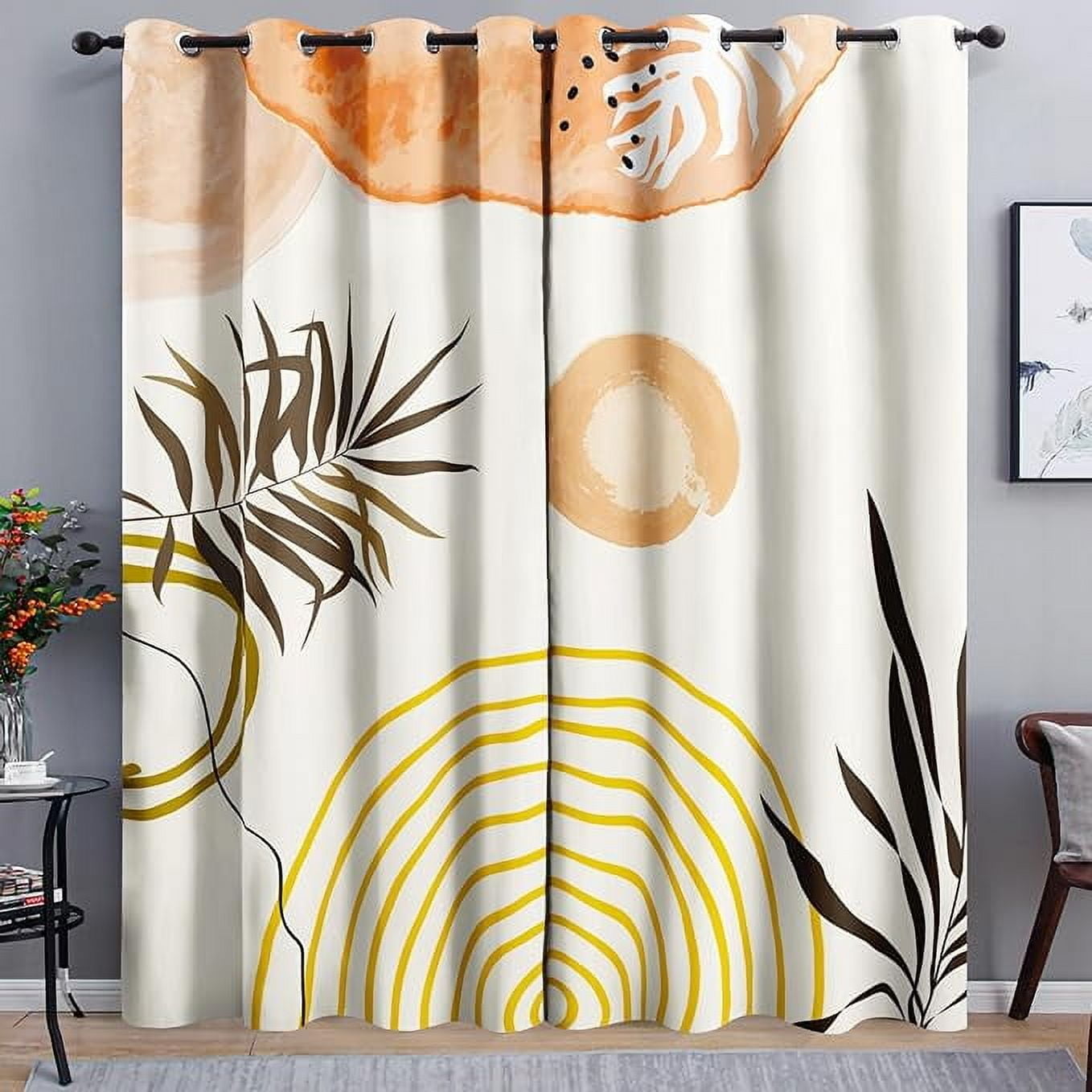 Boho Curtains,Mid Century Modern Window Curtain For Bedroom,Yellow ...