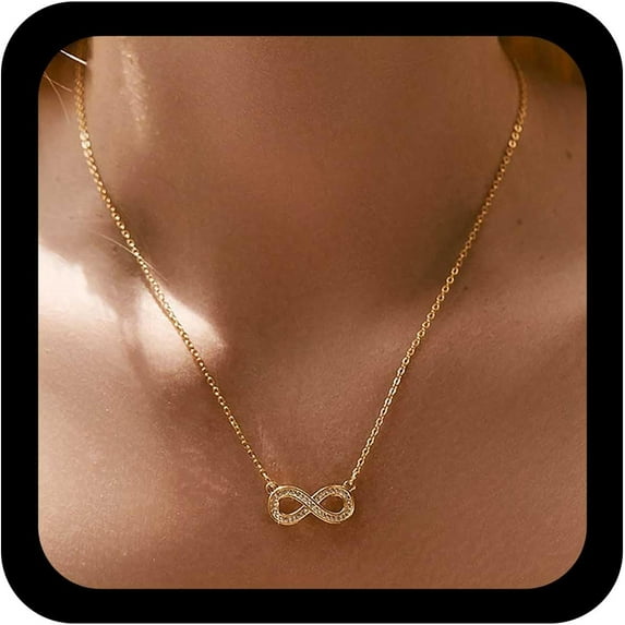 Boho Cz Infinity Pendant Necklace Gold Crystal Infinity Necklace Figure ...