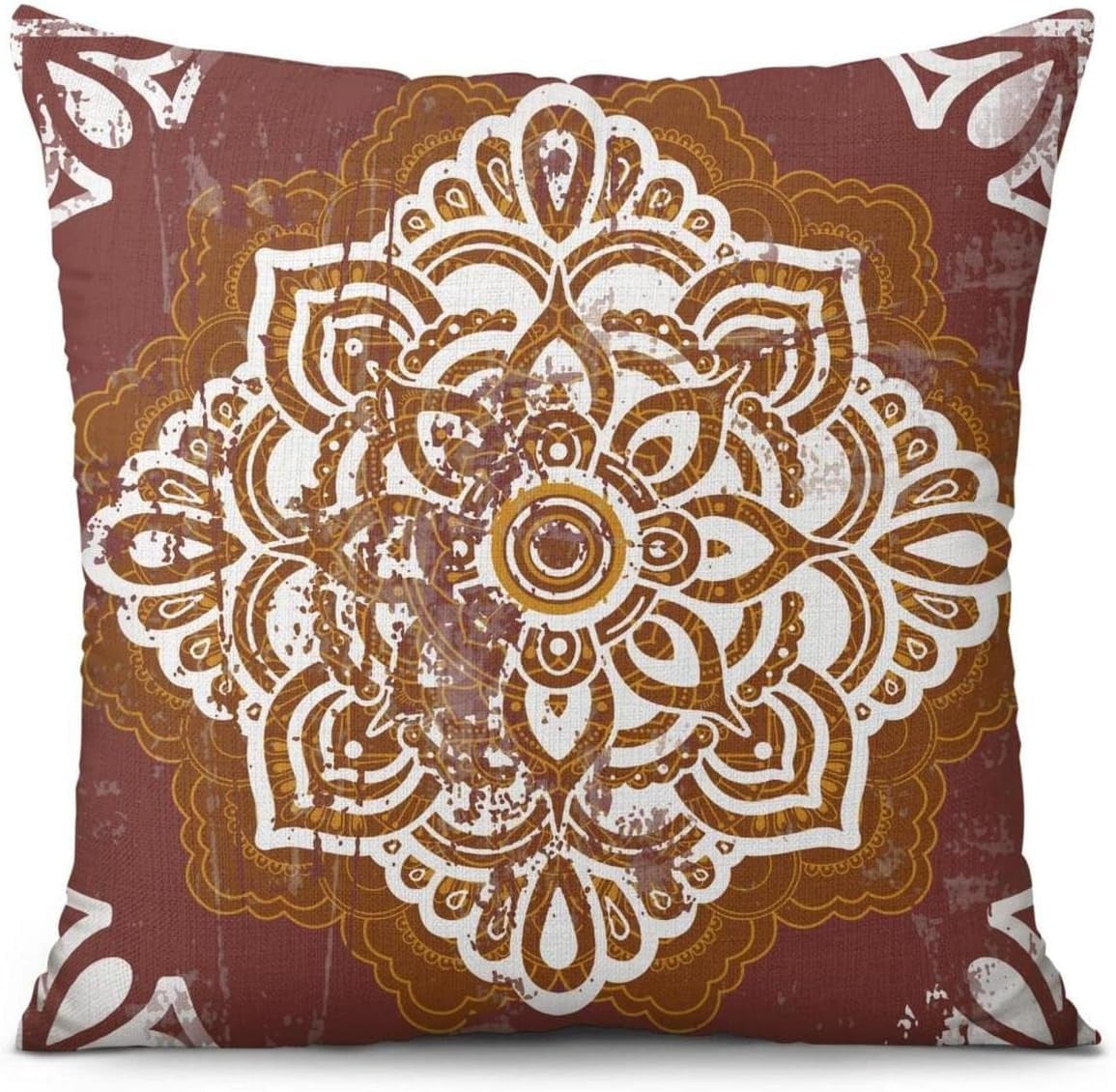 Boho Dahlia Rust Pillow Covers One Set 18x18 Oil Painting Retro ...