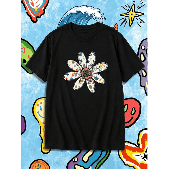 Boho Daisy Art T-Shirt - Nature Botanical Flower Design, for men ...