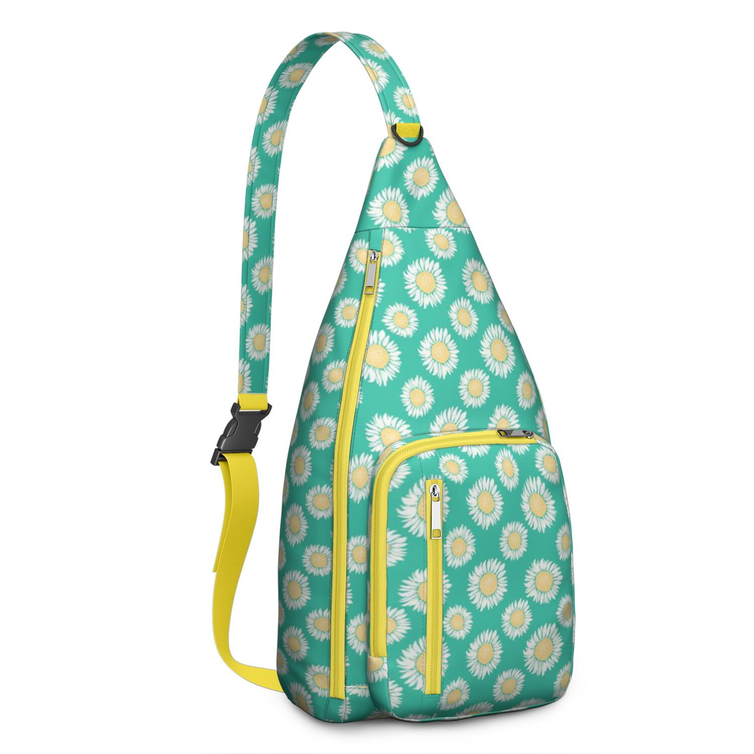 Boho Daisy Floral Sling Backpack – Retro Watercolor Wildflower ...