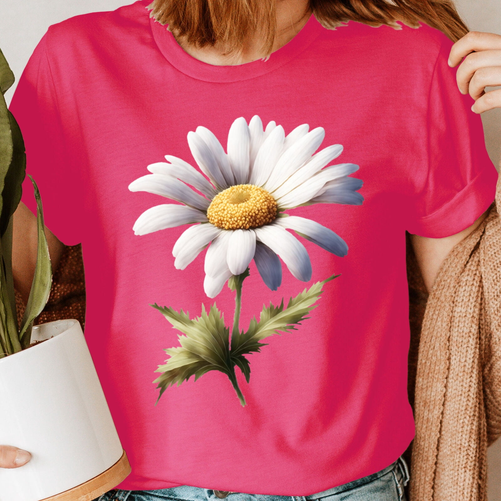 Boho Daisy Flower Botanical Wildflower Plant Floral Retro Womens T ...