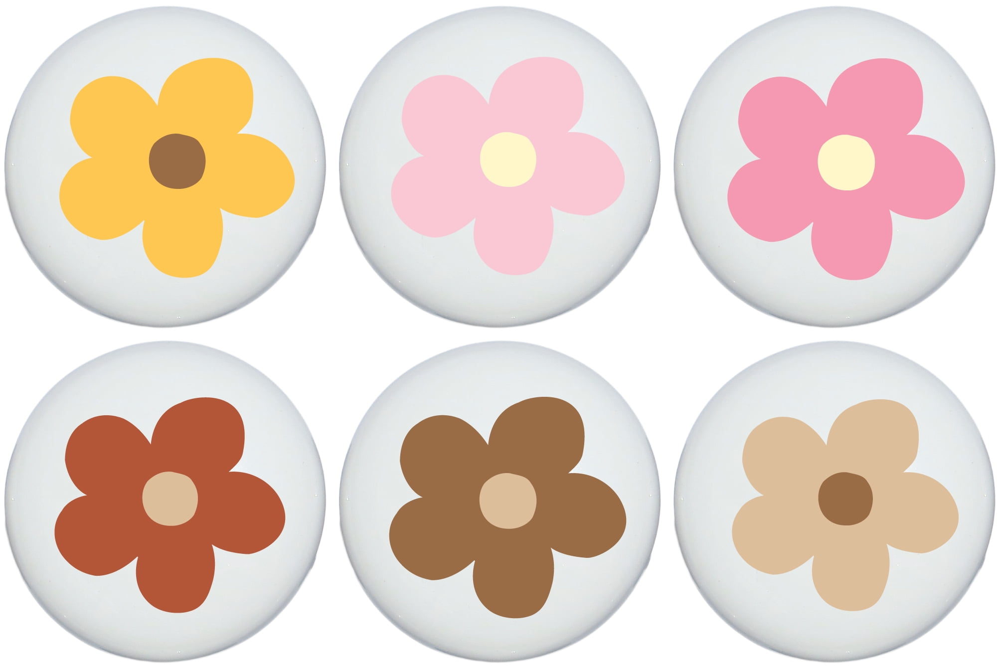 Boho Daisy Flower Drawer Knobs Pink Ceramic Bohemian Dresser Cabinet ...