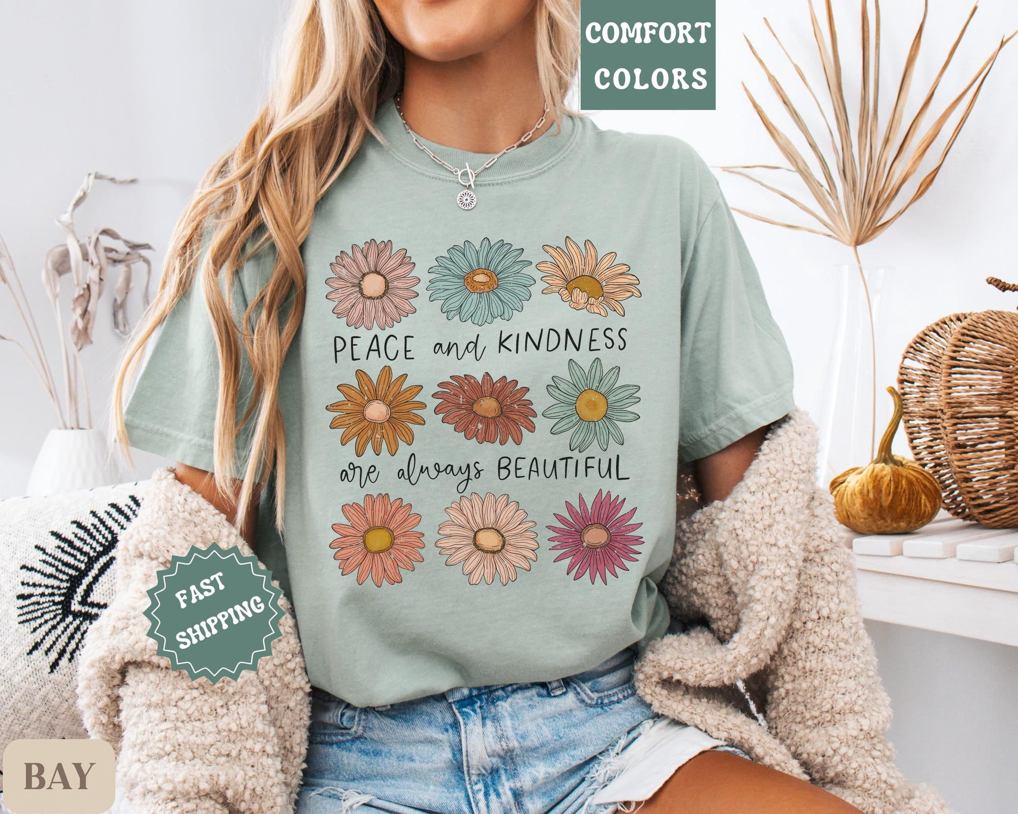 Boho Daisy Flower Shirt Retro Floral Tee Wildflower Graphic TShirt ...
