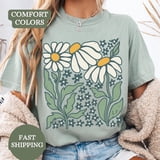 Boho Daisy Flower Shirt Retro Wildflower Graphic Tee - Walmart.com