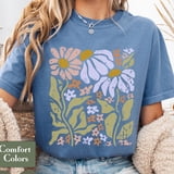 Boho Daisy Flower Tee Retro Floral Botanical Shirt - Walmart.com